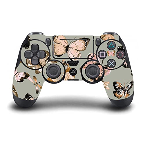 Head Case Designs Officially Licensed Ninola Butterflies Gold Green Assorted Vinyl Sticker Gaming Skin Decal Cover Compatible with Sony Playstation 4 PS4 Console and DualShock 4 Controller Bundle