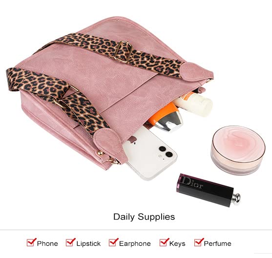 Tom Clovers Crossbody Bags for Women Vegan Leather Handbag Wallet Purse Adjustable Leopard Shoulder Strap