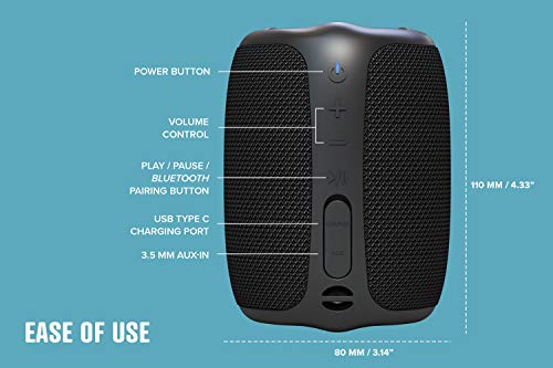 Creative Muvo Play Portable Bluetooth 5.0 Speaker, IPX7 Waterproof for Outdoors, Up to 10 Hours of Battery Life, with Siri and Google Assistant (Black)