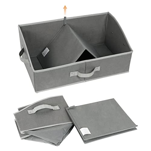 Kntiwiwo Closet Storage Bins Trapezoid Storage Basket, Fabric Storage Bins for closet shelves, Foldable Closet Organizers and Storage Baskets Box with Handles for Bedroom Office,Gray, 4-Pack