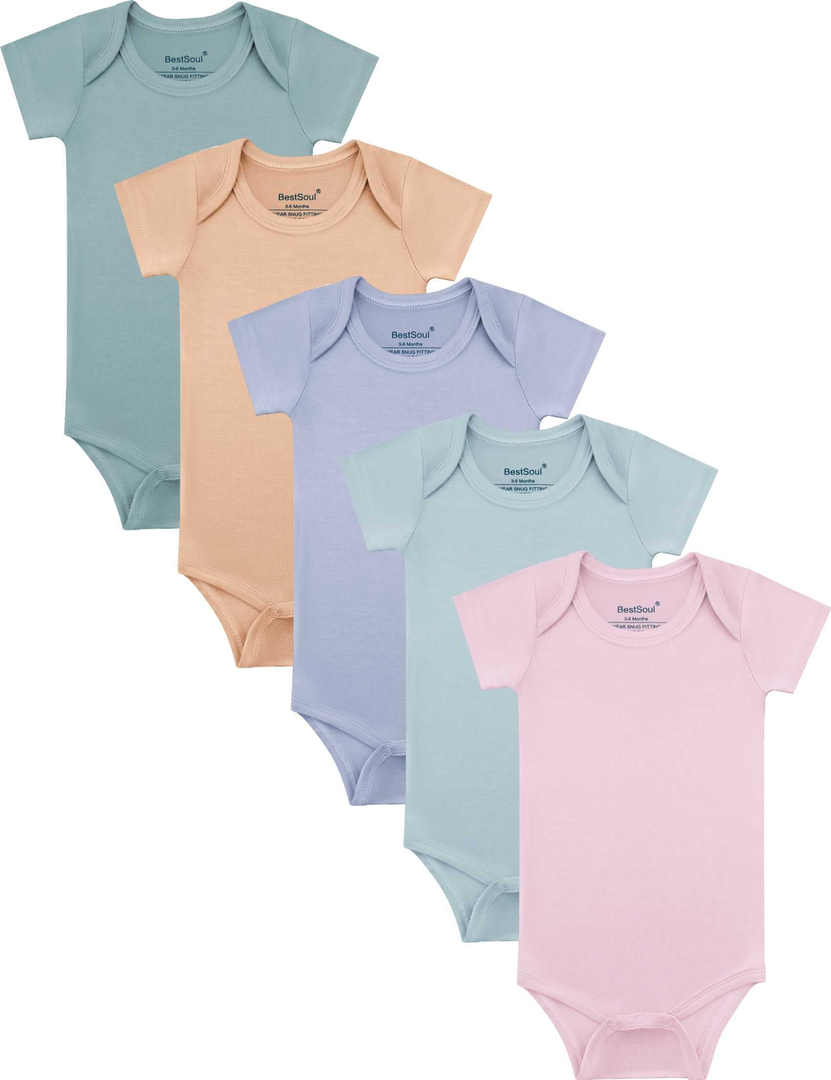 Baby Short Sleeve Solid Bodysuit Set - Newborn Infant Toddler Boy Girl - 5-Pack (B1, 12-18 Months)