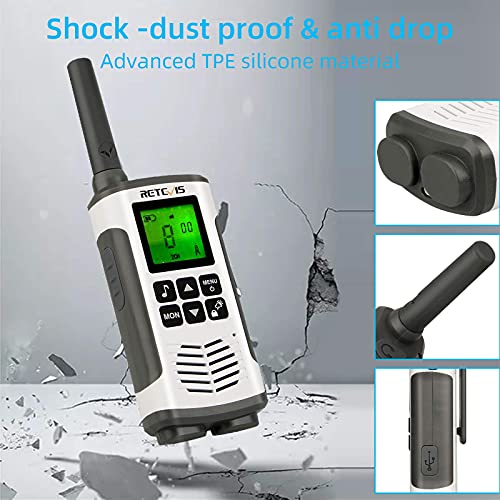 Retevis RT45 Walkie Talkies for Adults,Rechargeable 2 Way Radios Long Range, NOAA,Flashlight,VOX,SOS,Portable FRS Two-Way Radios with AA NIMH Battery USB Charger for Camping Hiking(2 Pack)