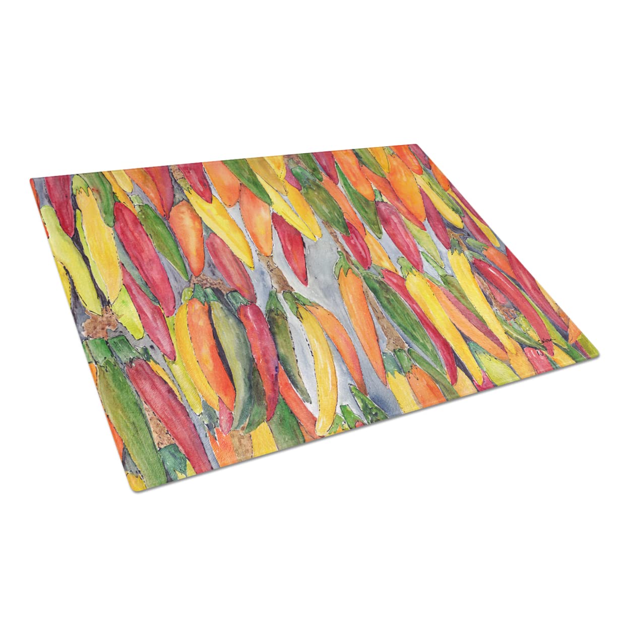 Caroline's Treasures 8893LCB Hot Peppers Glass Cutting Board Large Decorative Tempered Glass Kitchen Cutting and Serving Board Large Size Chopping Board