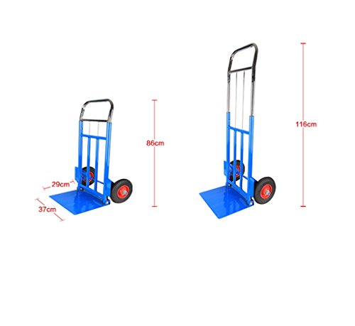 BJL-Hang Truck Blue Trolleys Two Rounds Trolley Moving Tools Hand Pull Flatbed Truck Pull The Truck Hand Truck Load 100 Kg OYO (Color : Blue)