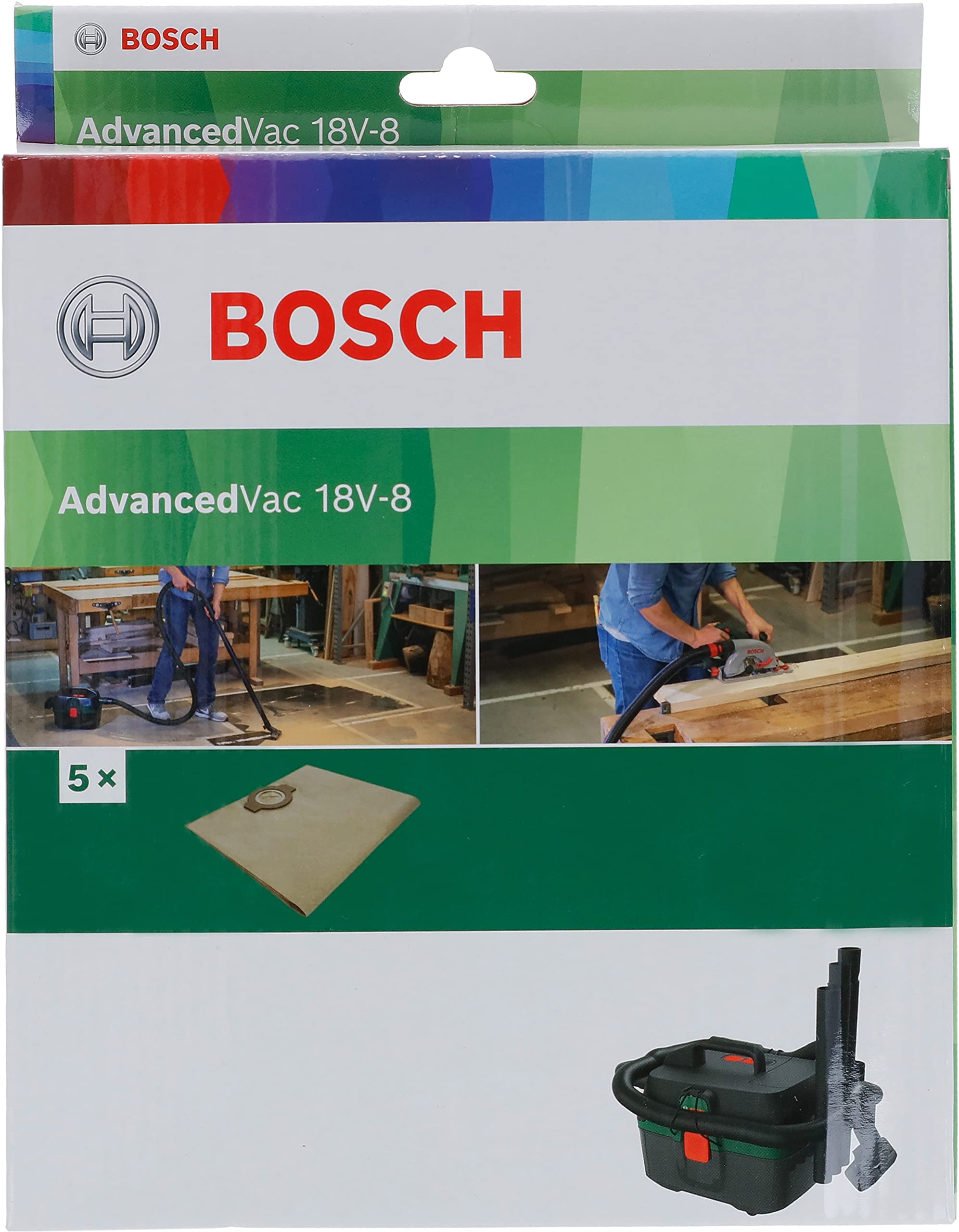 Bosch Accessories Paper Bag (for Bosch AdvancedVac 18V-8, Accessories Vacuum Cleaner)
