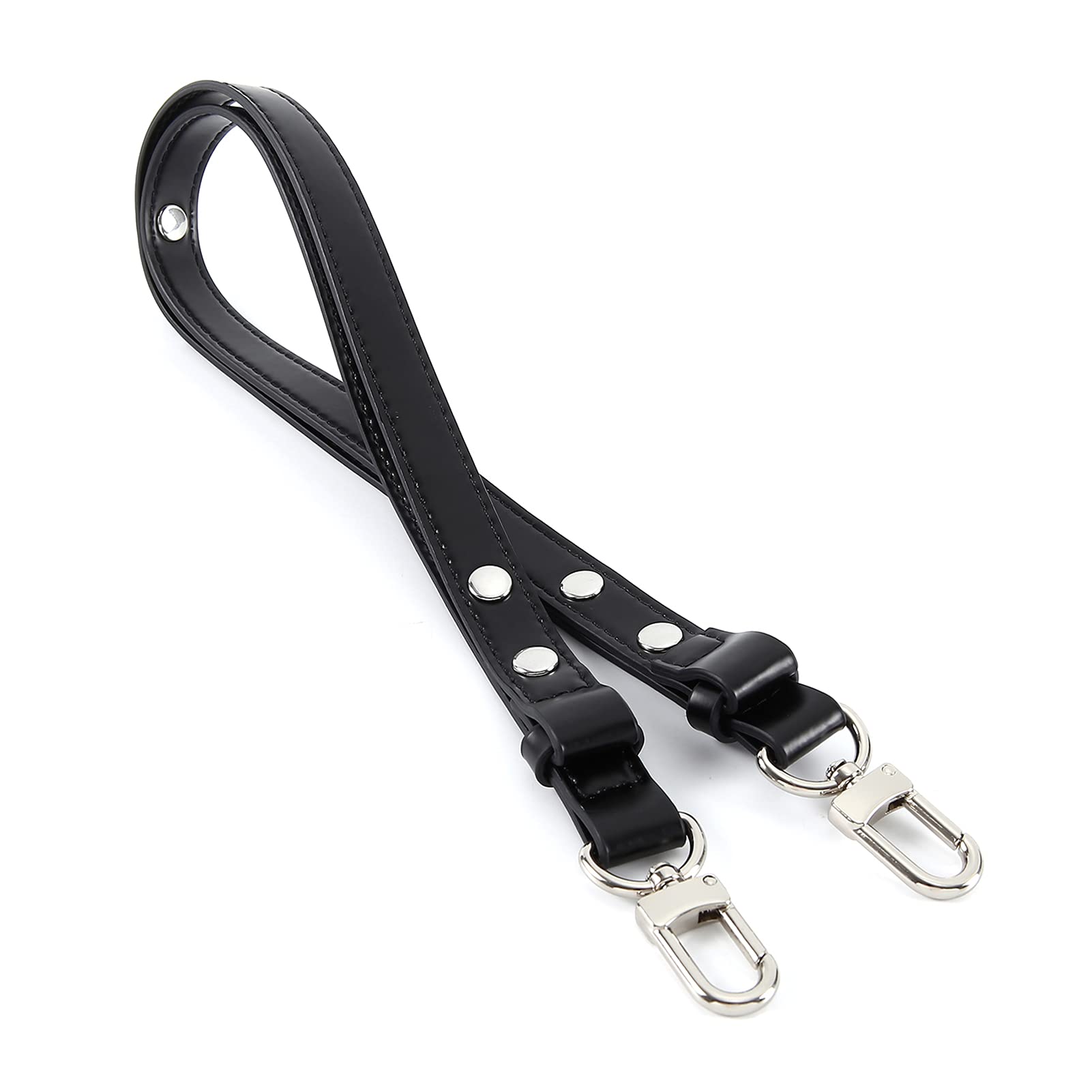 Xiazw Adjustable PU Leather Purse Handle Shoulder Crossbody Strap for Handbag Bucket Bag (Black - Silver)