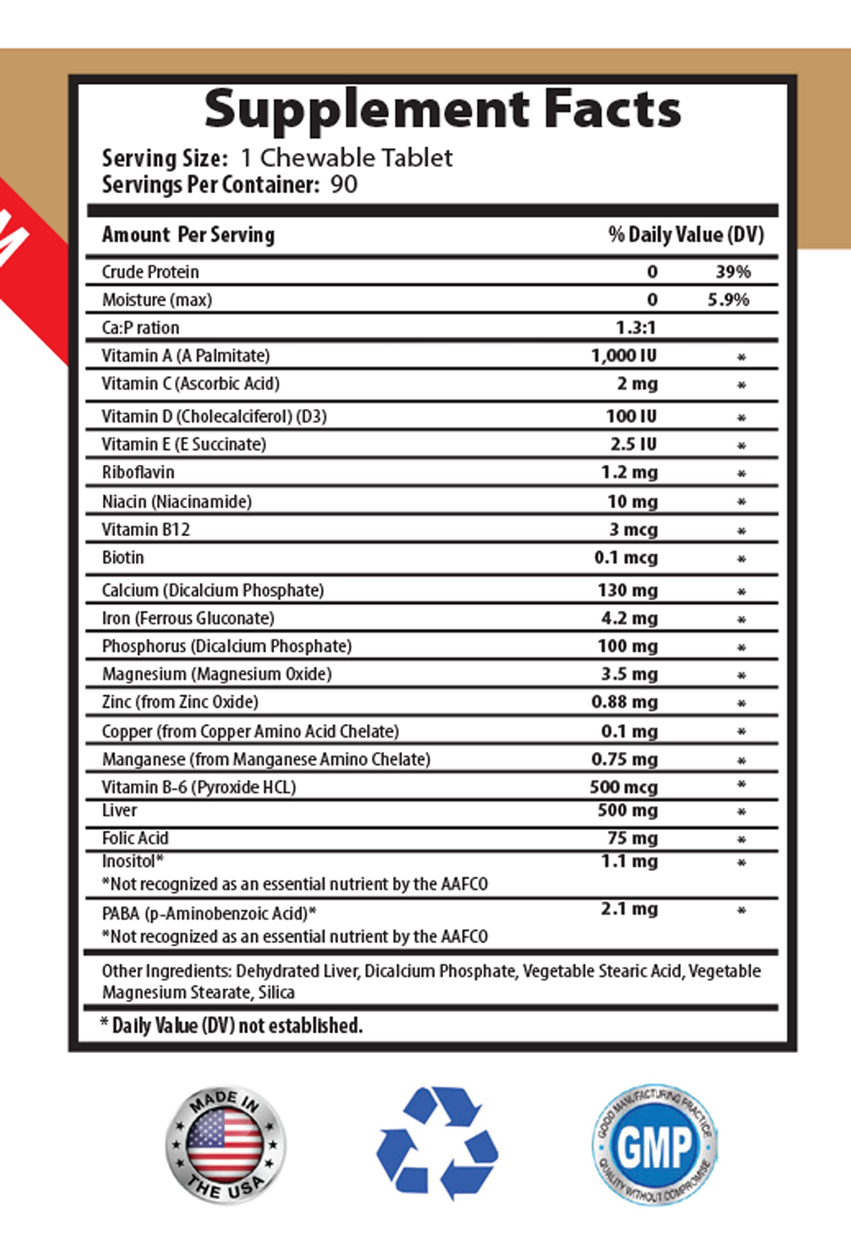 Dog Bone Supplement - Ultra Dog Vitamins - Premium Vitamin and Minerals - Healthy Solution - Dog Liver Support Supplement - 180 Treats (2 Bottles)