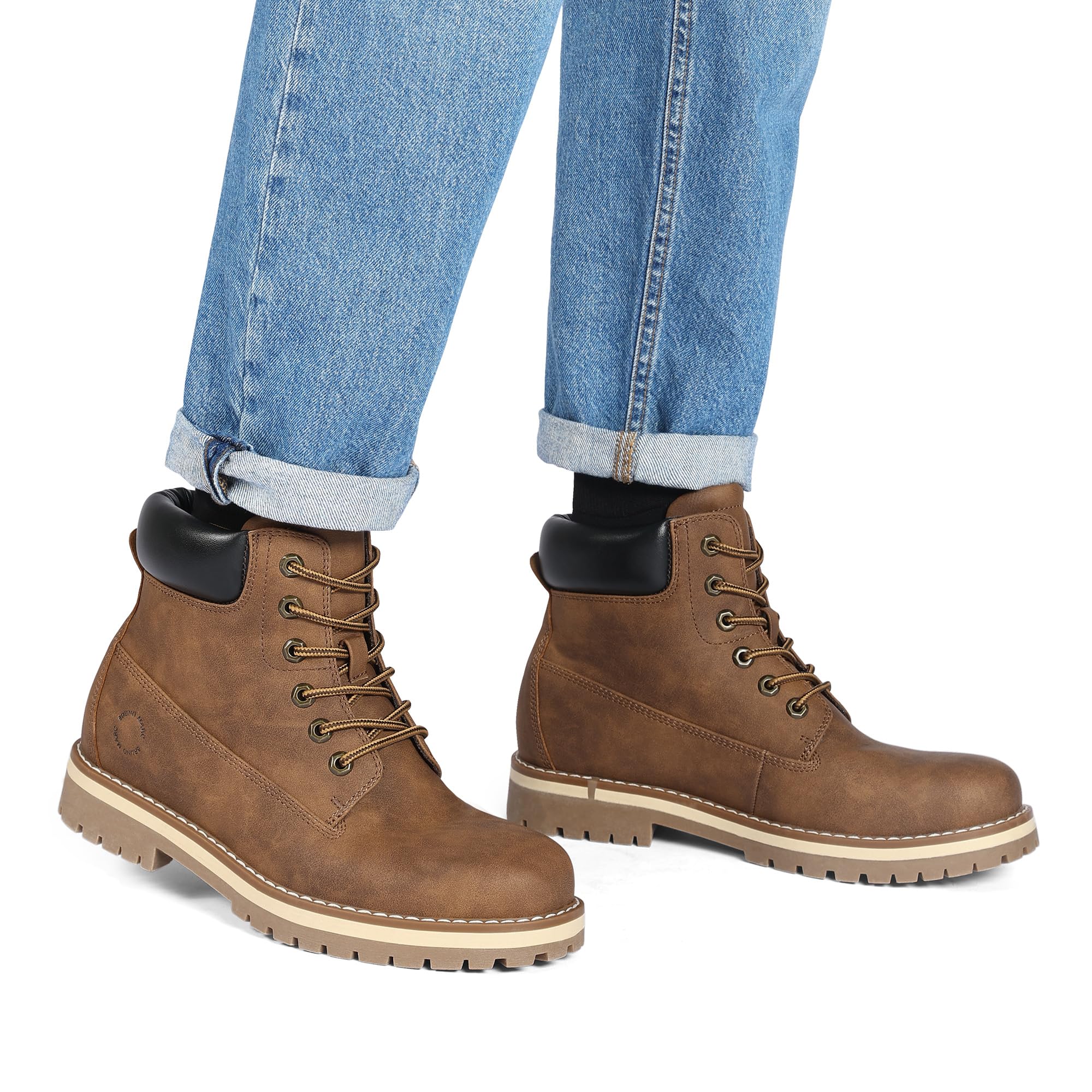 Bruno Marc Men's Insulated Winter Snow Boots Outdoor Warm Cold-Weather Work Boots,BROWN,Size 9.5,SBSB226M