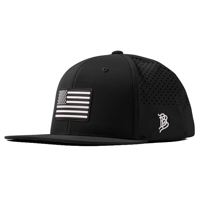 Branded Bills Vintage Old Glory PVC Black Flat Performance, Snapback Closure, Lightweight, Comfortable Baseball Cap