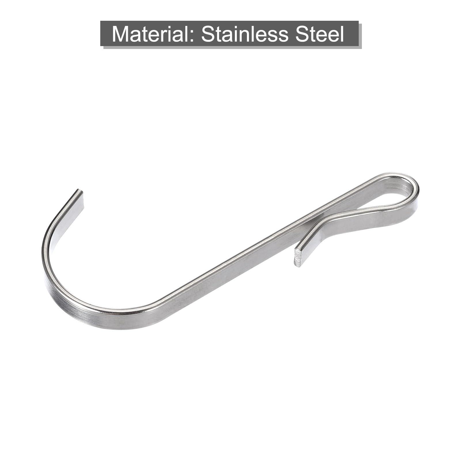 uxcell 10pcs Stainless Steel J Shaped Hooks, Clip-on Hook Wire Rack Hook for Kitchen, Bedroom, Office, Wire Shelf Silver 2.4INCH