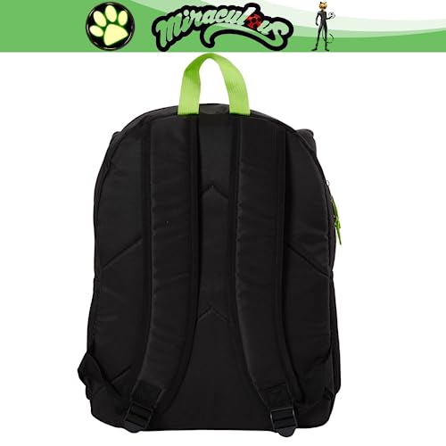 Miraculous Ladybug Cat Noir Backpack for Girls and Boys, 16 inch, Black