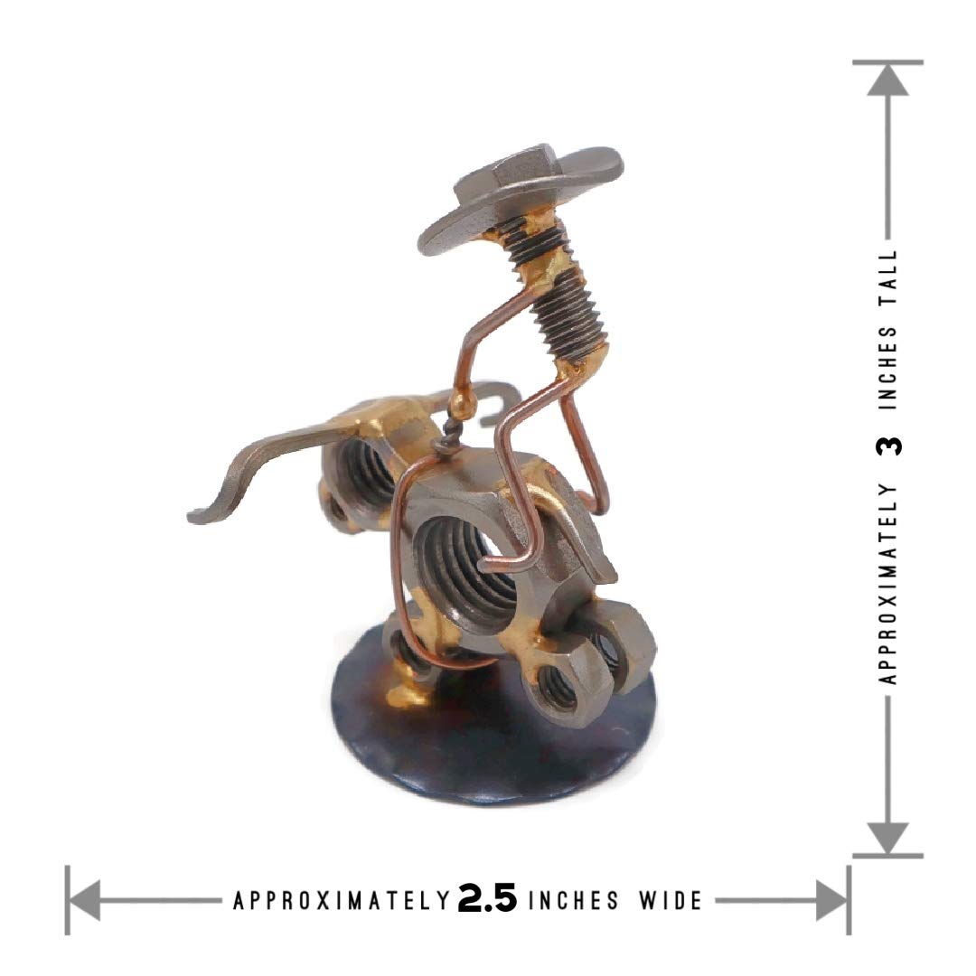 Bull Rider Collectible Handmade Metal Art Figurine, Desk Accessories, Trophy, Boss Gift, Home Office Décor, Rodeo