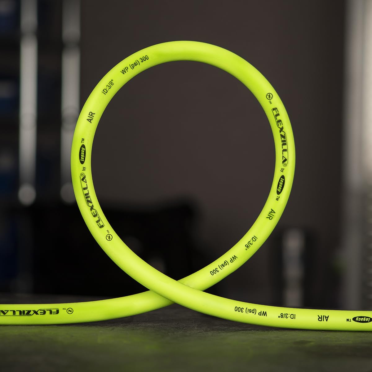 Flexzilla Air Hose, 3/8 in. x 100 ft., 1/4 in. MNPT Fittings, Heavy Duty, Lightweight, Hybrid, ZillaGreen - HFZ38100YW2