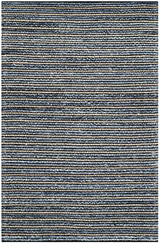 SAFAVIEH Cape Cod Collection Area Rug - 5' x 8', Blue & Natural, Handmade Flat Weave Braided Jute & Cotton, Ideal for High Traffic Areas in Living Room, Bedroom (CAP363A)