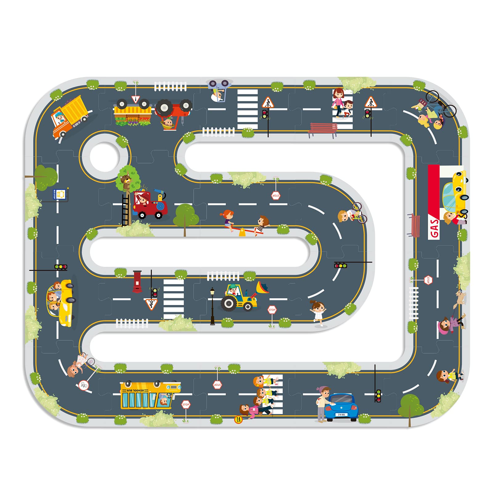 TOOKYLAND City Roads Floor Puzzle - 21pcs - Interactive Street Jigsaw Puzzle, for Kids Ages 3+