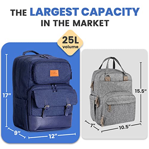 PILLANI Diaper Bag Backpack, Baby Bag for Boys & Girls,Diaper Backpack,Large Baby Diaper Bag for Mom & Travel w/Changing Pad