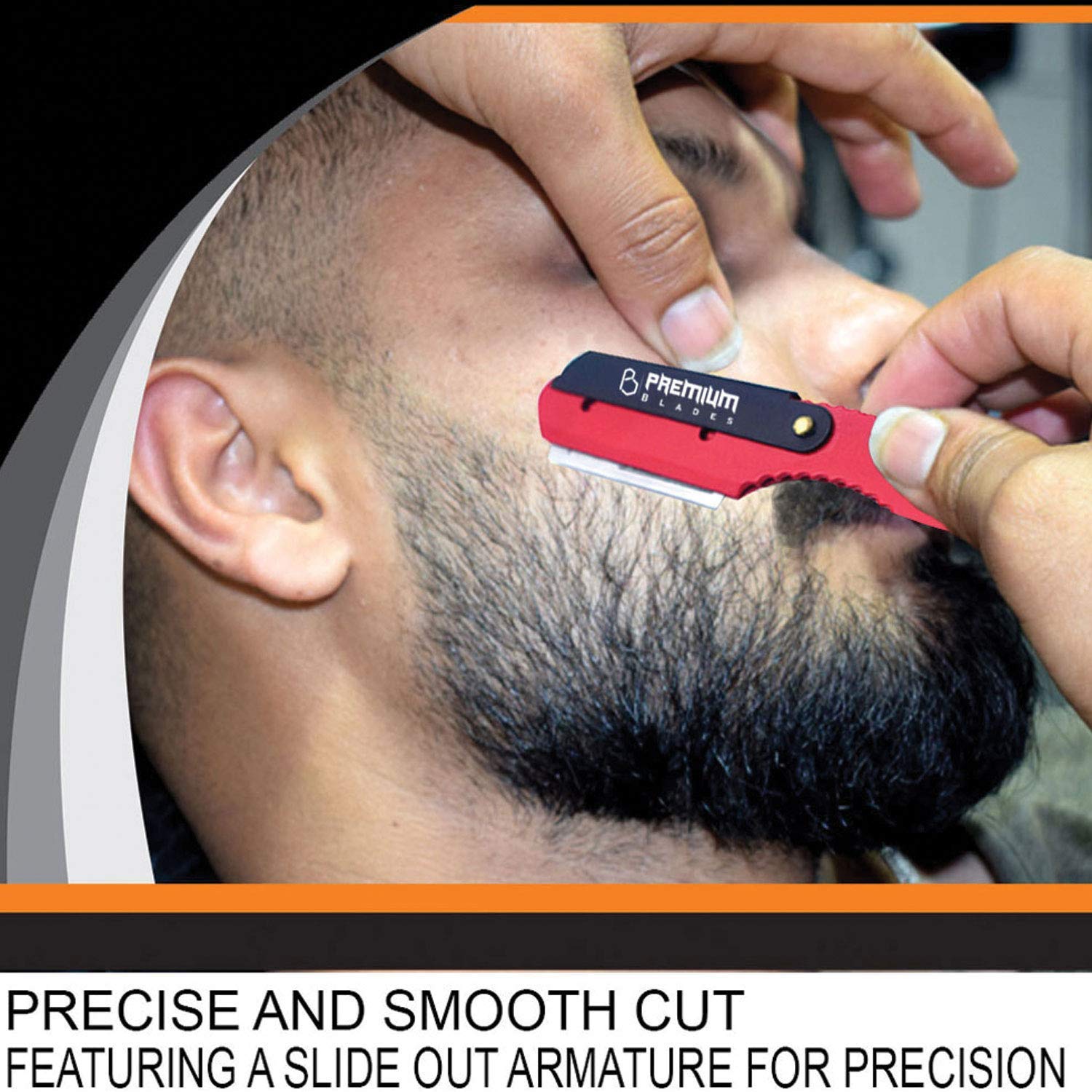 Black & Red Barber Razor, Razor for men, Professional Changeable Half Blade Straight Edge Razor by" Premium Blades"
