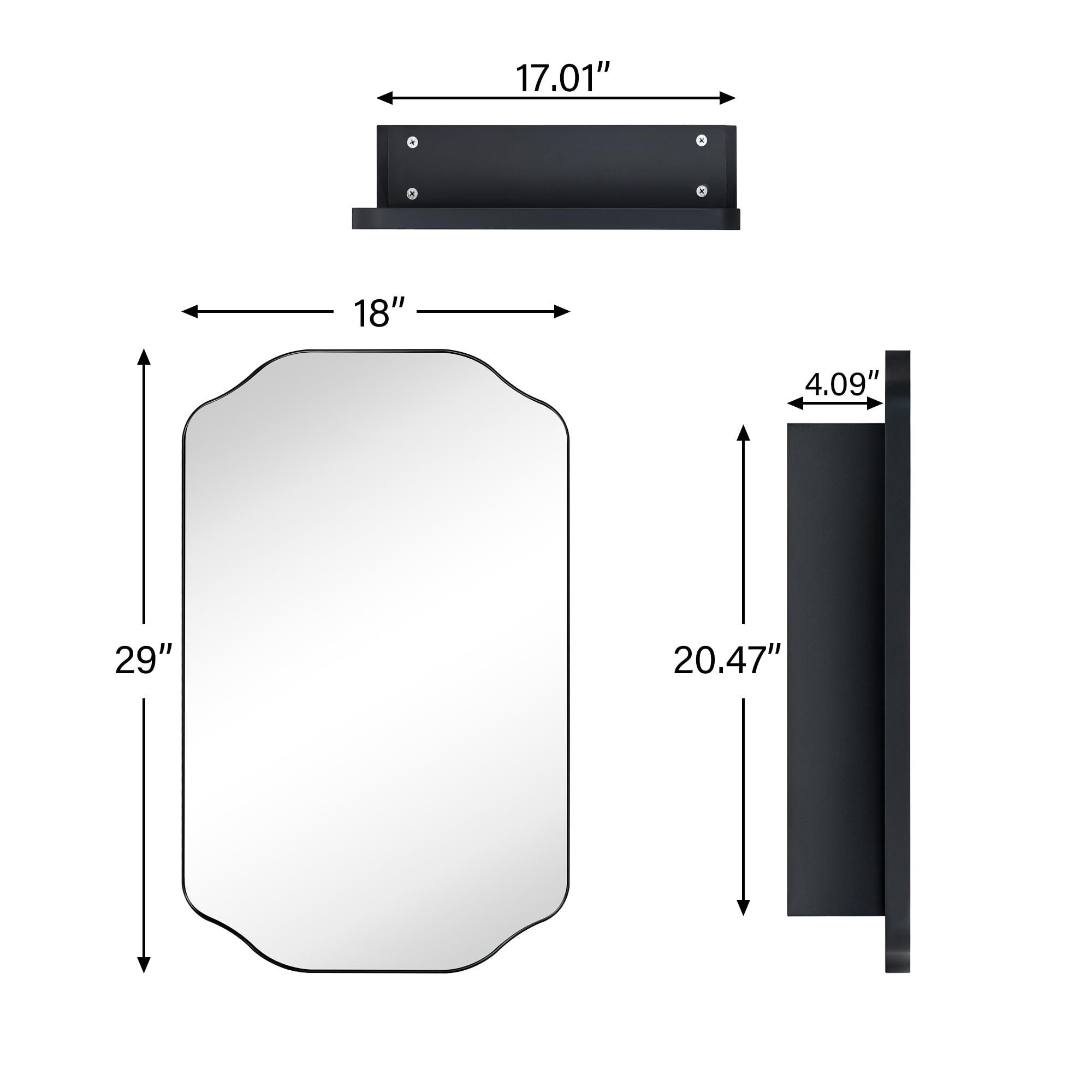 GRACTO Arched Metal Surface Mount Medicine Cabinet with Mirror Rectangle Bathroom Cabinet, 18'' W x 29'' H