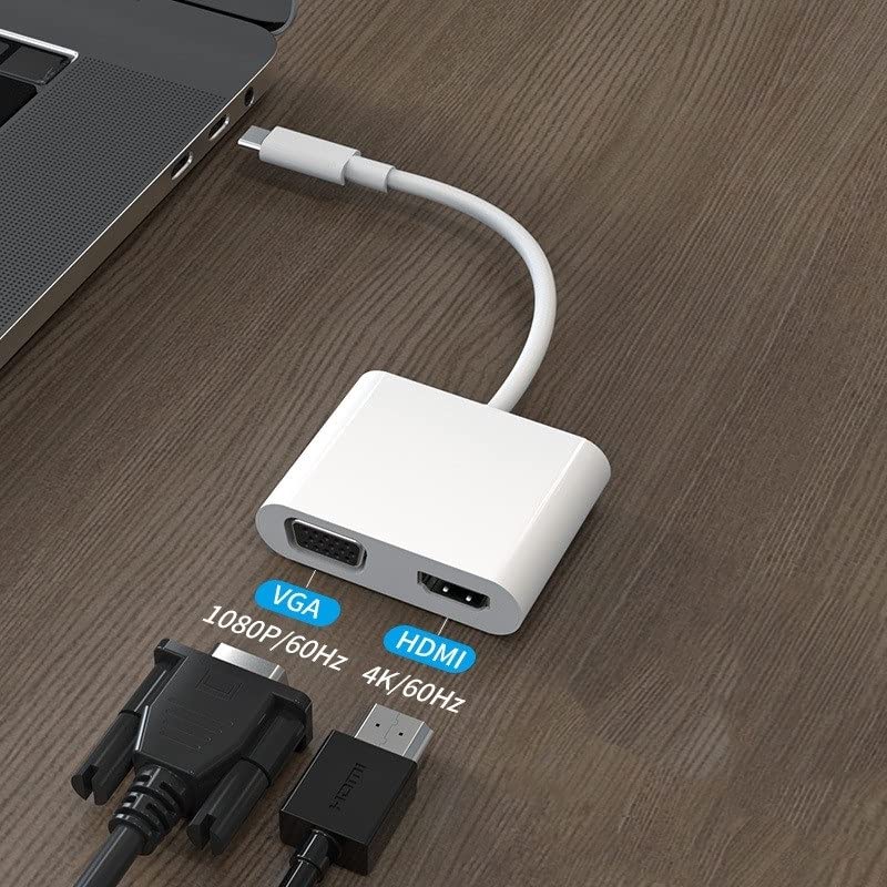BRASSU Type-C to HDMI/VGA Adapter Splitter