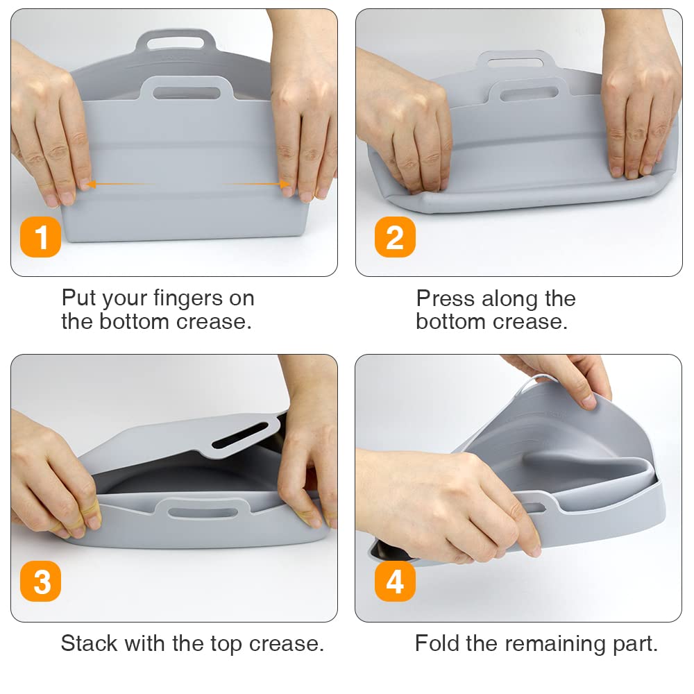 ChefAid Slow Cooker Divider Liners with Handle, 100% Silicone Reusable Slow Cooker Liners Compatible with 6-8 Quart Oval or Round Slow Cooker, Fits 7 Quart Crockpot Liners (Grey, 2 Pack)