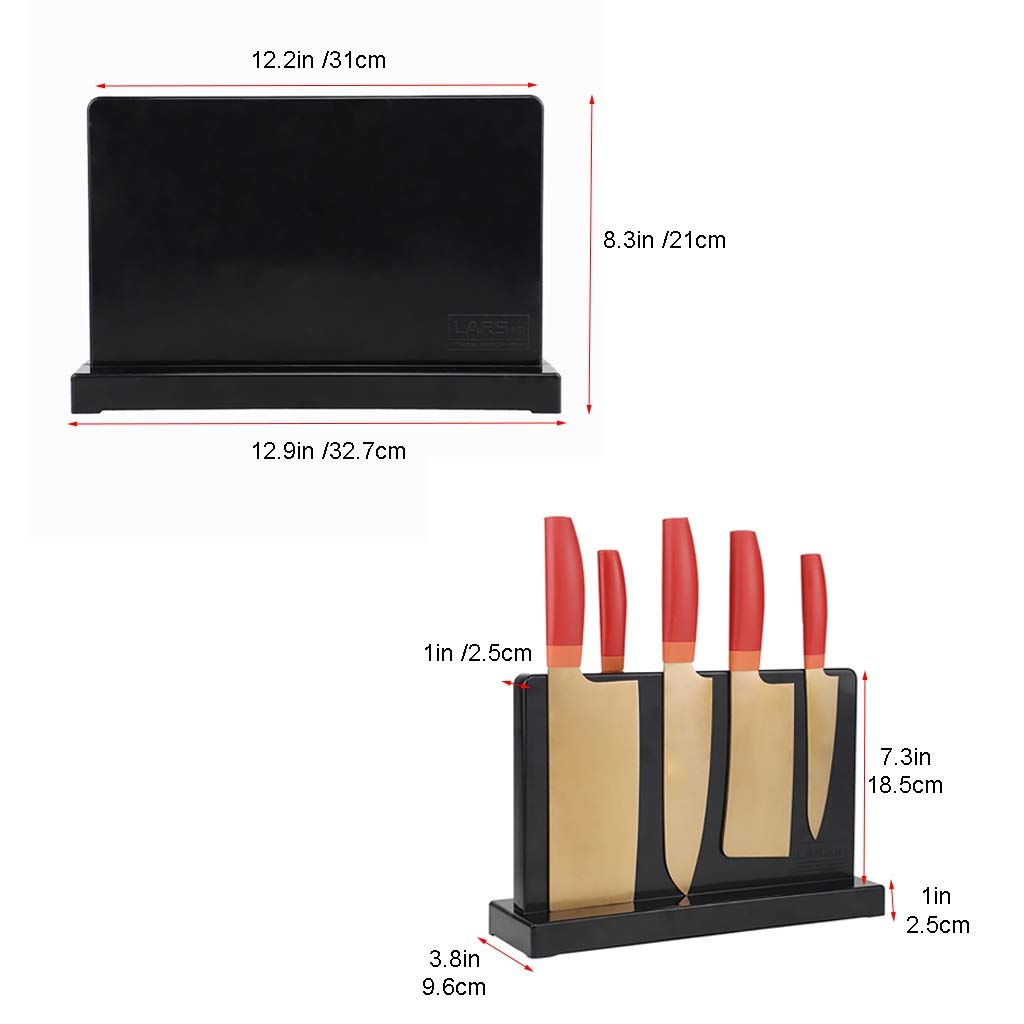 Colture Luxury Magnetic Knife Block Holder with Enhanced Double Side Magnets, Eco-Friendly ABS, Cutlery Display Stand and Storage Rack, Large Capacity, Easy to Reach, Easy to Clean (Color : Black)