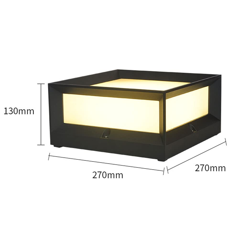 XLBHLH LED Post Light Outdoor, Modern Outdoor Column Lights IP65 Waterproof Aluminum Pillar Lights Outdoor Lighting for Yard Garden Patio Path with Acrylic Lampshade, 27X13CM