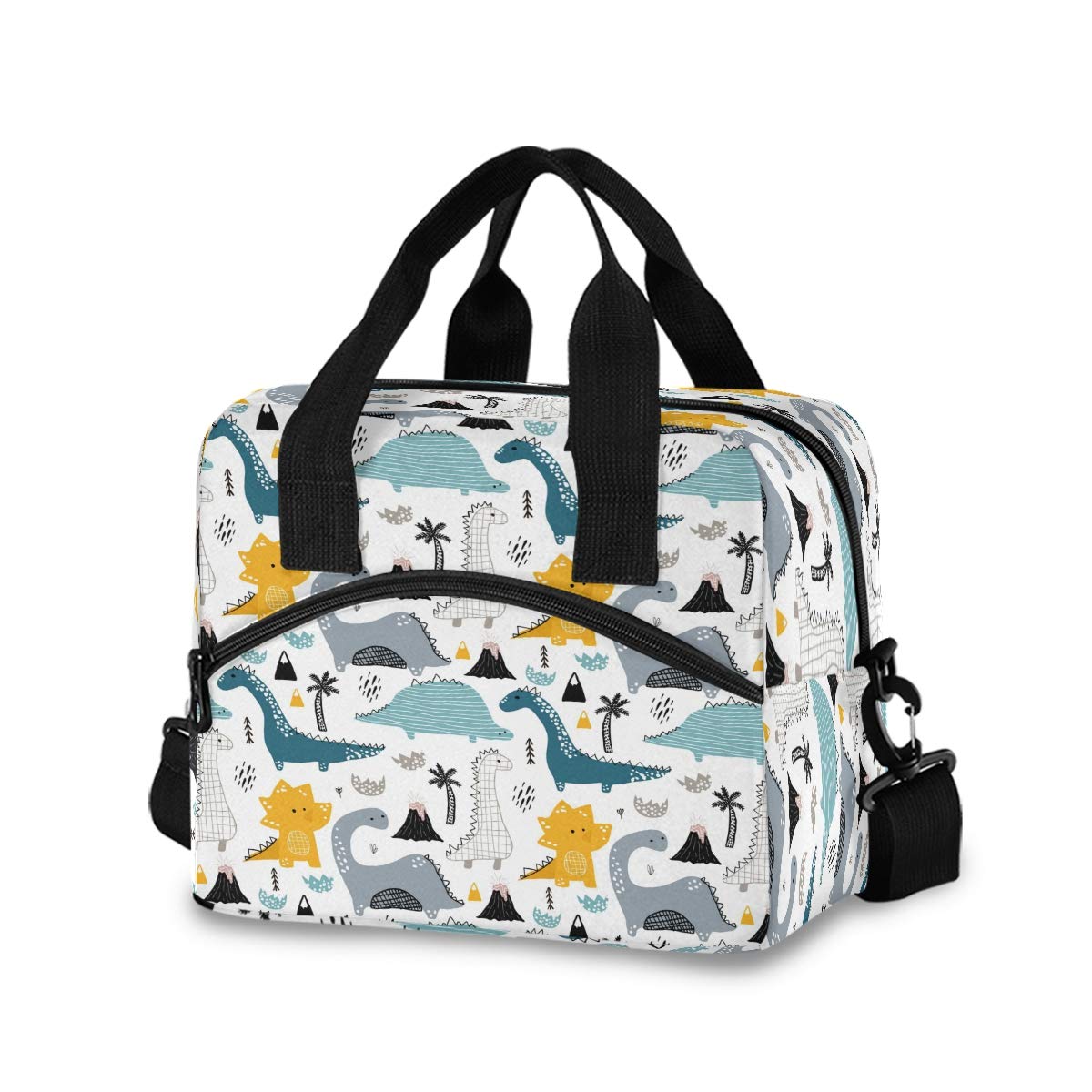 Cartoon Dinosaur Lunch Bags for Women Funny Palm Tree Jurassic Dino Lunch Tote Bag Lunch Box Thermal Cooler Bag Lunch Organizer for Working Picnic Beach Sporting