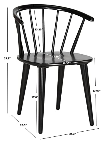 Safavieh Home Collection Blanchard Black Curved Spindle Side Chair, Wood, (Set of 2)