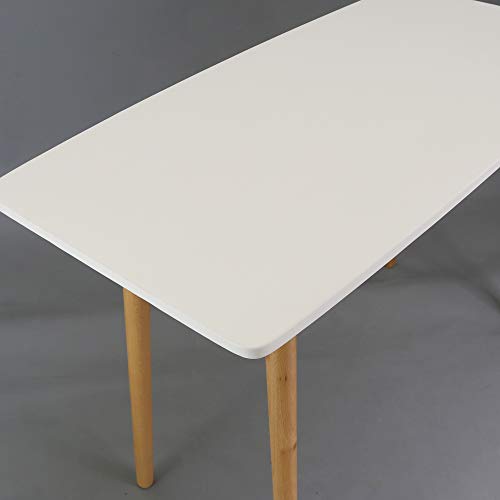 Casual Home Ezly Mid-Century Style Wooden Desk, White Top, Natural Maple Legs