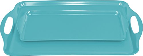 Calypso Basics Rectangular and Tidbit Serving Tray Set, Turquoise