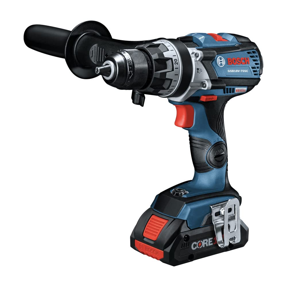 Bosch GXL18V-224B25-RT 18V Brute Tough Connected-Ready EC Brushless Li-Ion 1/2 in. Cordless Hammer Drill Driver / 1/4 / 1/2 in. 2-In-1 Impact Driver Combo Kit (4 Ah) (Renewed)