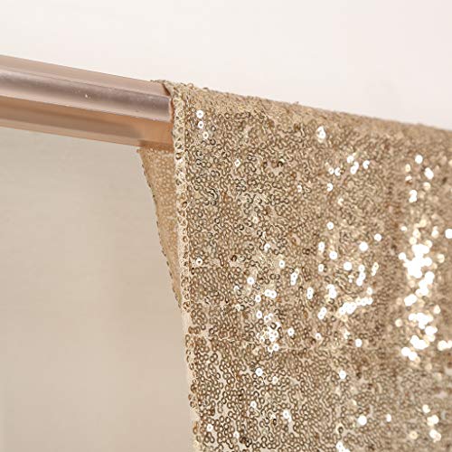 Juya Delight Light Gold Sequin Photography Backdrop Curtain for Party Banquet Festival Wedding Anniversary Exhibition,(6ft x 8ft,Light Gold)…