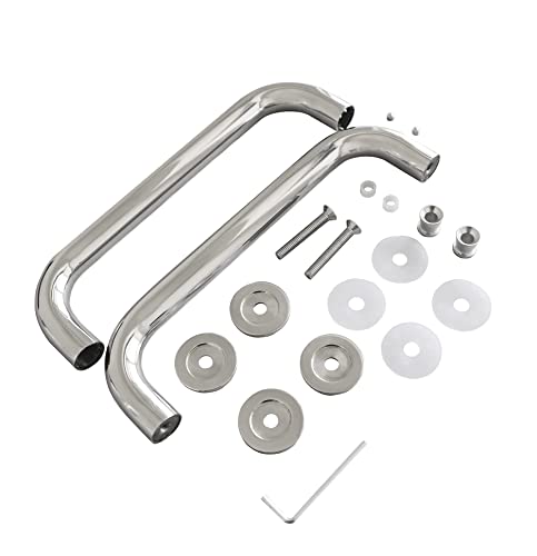 CKB 8" Back to Back Pull Shower Door Handle Compatible with 1/4" to 1/2" Thickness Glass Door for Frameless Shower Doors, Polished Steel with 304 Stainless Steelā¦