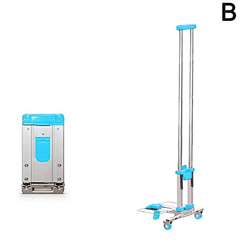 DOUBA Mini Folding Shopping Pull Cart Portable Trolley Bag Wheels Luggage Reusable Shopping Bag Vegetables Pull with Folding Cart ( Color : D )