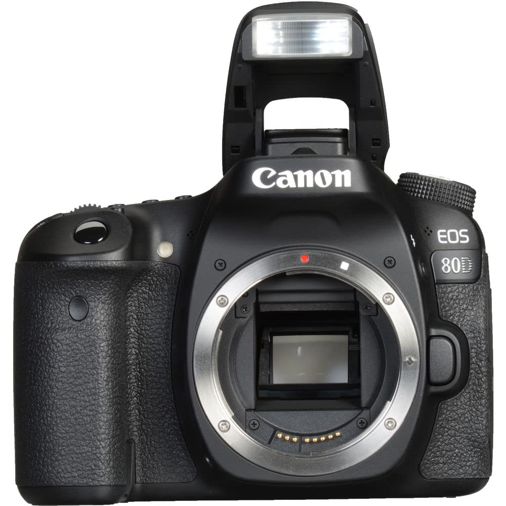 Canon EOS 80D DSLR Camera (Body Only) (1263C004) + 4K Monitor + Pro Headphones + Pro Mic + 2 x 64GB Memory Card + Case + Corel Photo Software + Pro Tripod + 3 x LPE6 Battery + More (Renewed)