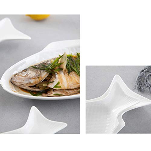 Healeved Fish Plates Ceramic,Serving Food Platter Serving Platters Shrimp Cocktail Serving Dish Storage Platter for Restaurants Home (11 Inches White)