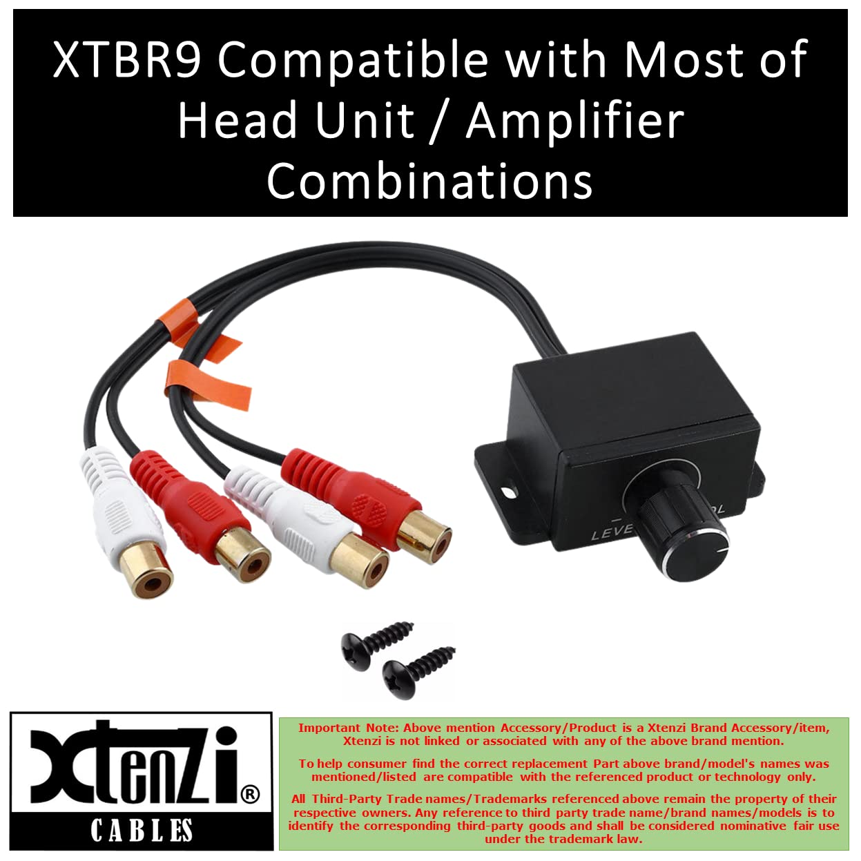 Xtenzi Amplifier Universal Bass Volume Knob Line Level Control Remote XTBR9-LC1