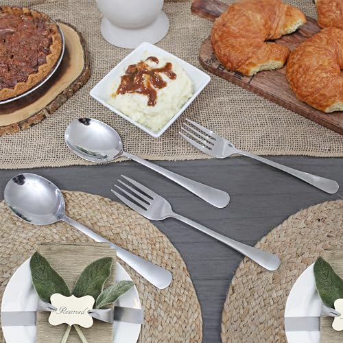 Cornucopia Serving Spoons & Large Serving Forks Set (4 pack, 2 of each); Buffet & Banquet Style Elegant Classic Serving Utensils