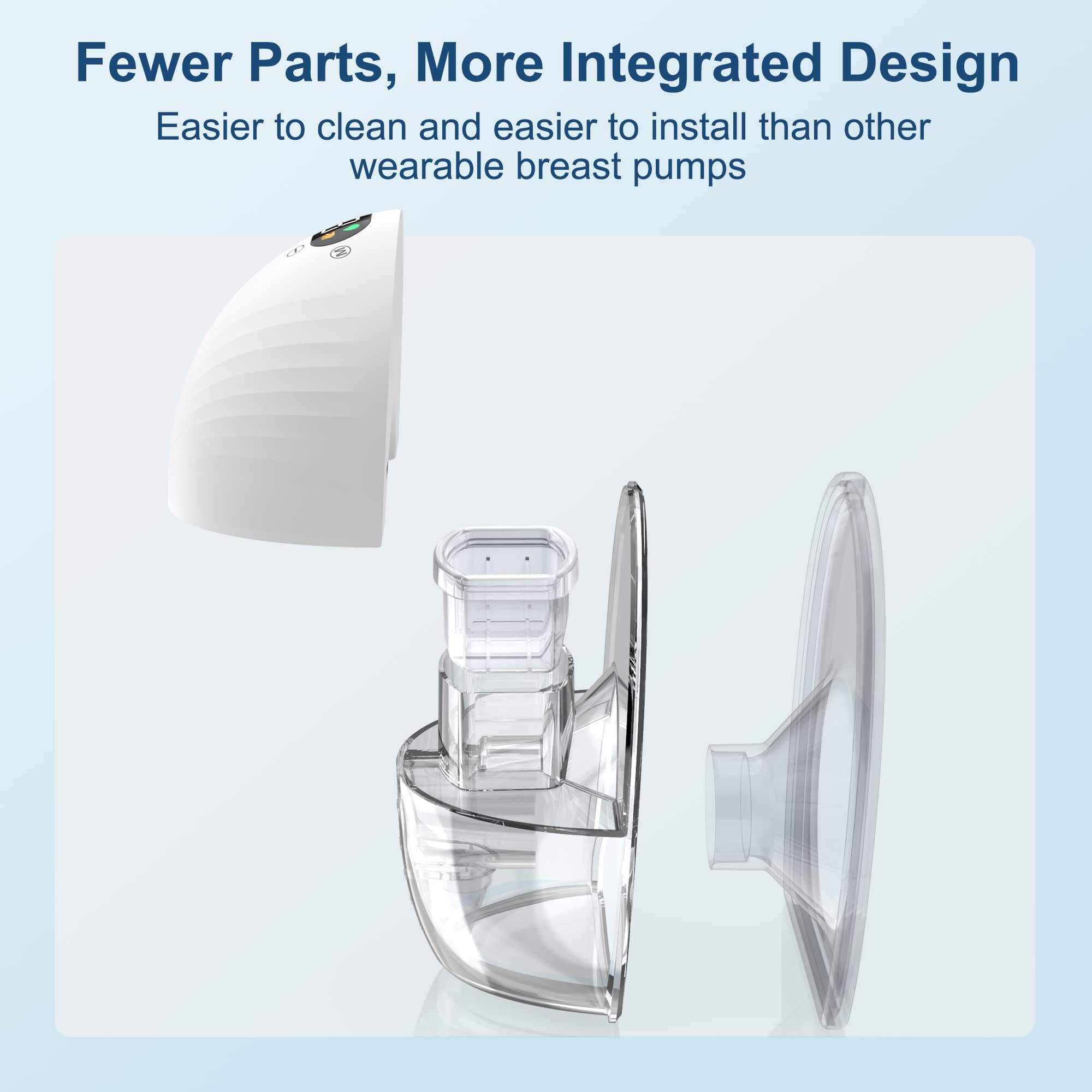 Double Wearable Breast Pump with 24mm Flanges, Low-Noise and Painless Hands Free Electric Breast Pump (White-2Pc)