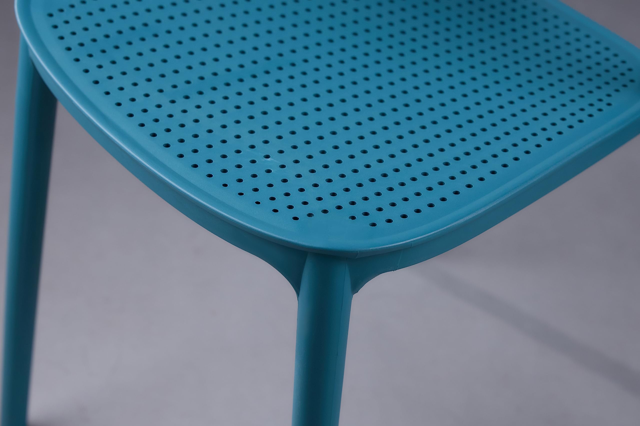 CozyBlock MESH Perforated Stackable Dining Chair for Both Indoor and Outdoor – Set of 4 (Teal Blue)