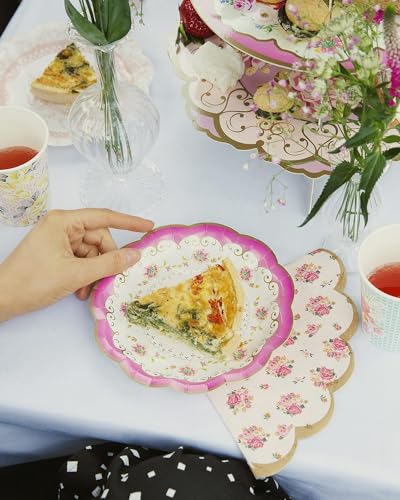 Floral Afternoon Tea Party Decorations for 16 Guests Disposable Tableware Set Pretty Paper Plates Napkins, Teacups, Bunting Tablecloth for Birthday, Mother's Day, Baby Shower, Made by Talking Tables
