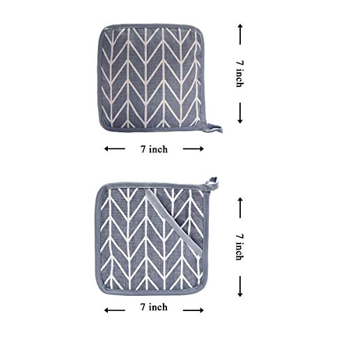 Win Change Oven Mitts and Potholders BBQ Gloves-Oven Mitts and Pot Holders with Recycled Infill Silicone Non-Slip Cooking Gloves for Cooking Baking Grilling (4-Piece Set,Grey)