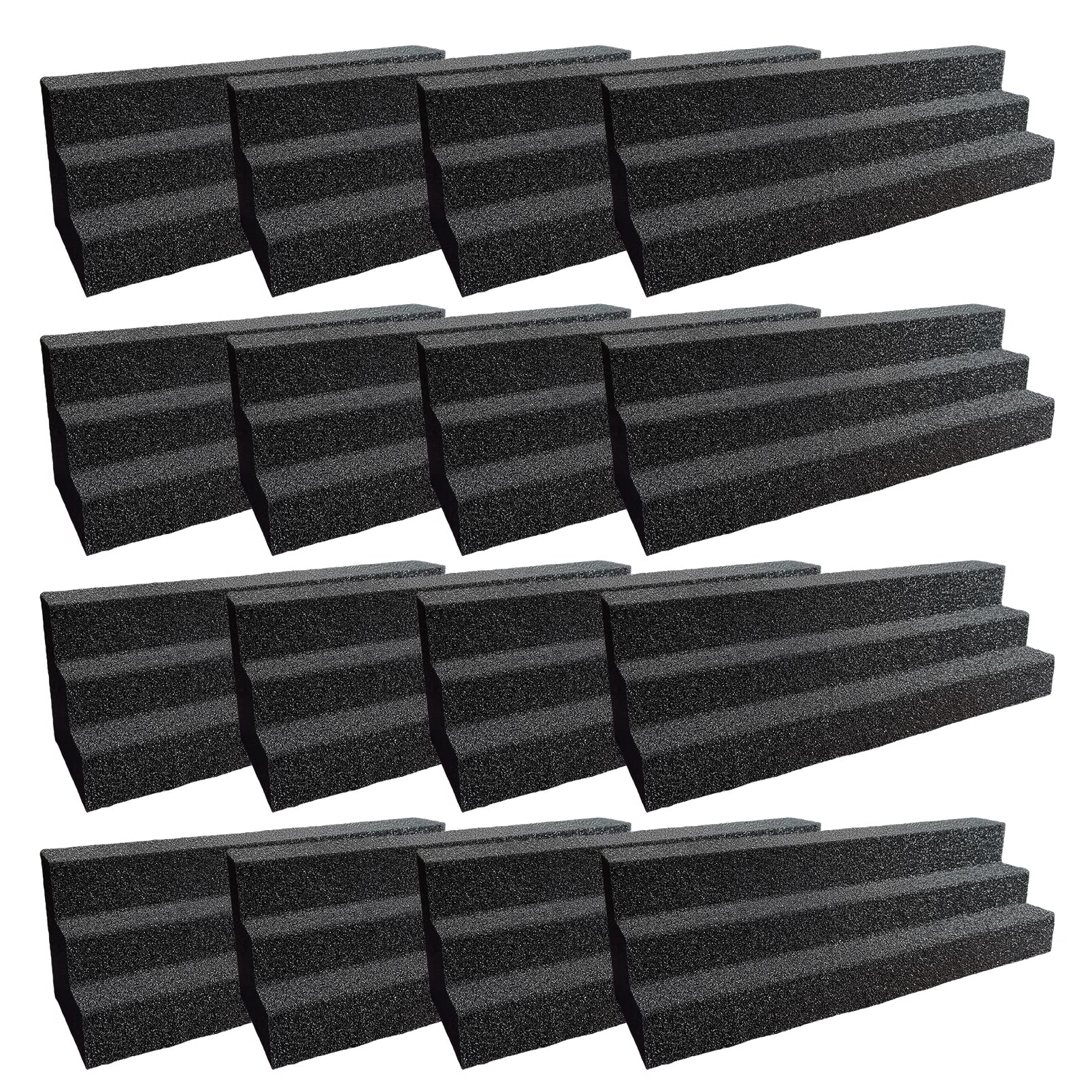 YDHTDLHC 16 Pack sound proof foam panels for walls Panels Studio Acoustic Foam 12"X12" X1" Sound-proof cotton, suitable for church, anchor room, singing room, home theater (Black Bass Traps)