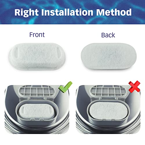 PET STANDARD Replacement Water Filter & 12 Pack Replacement Pre-Filter Sponges Compatible with PETLIBRO® Stainless Steel Pet Water Fountain Model #PLWF003, 67oz/2L, Cat Water Fountain Pack of 12