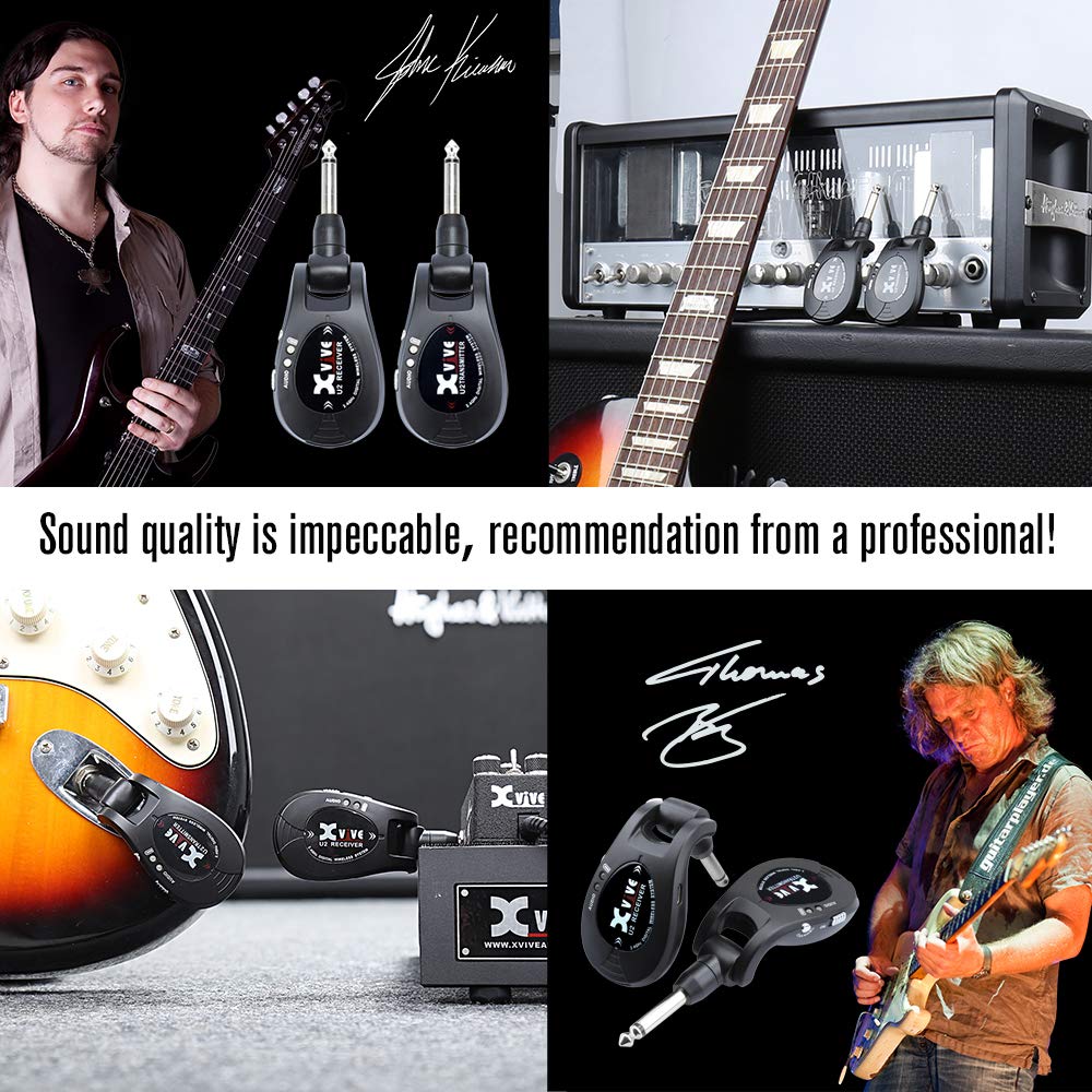 Xvive U2 Guitar Wireless System Guitar Wireless Transmitter and Receiver 2.4GHz, 4 Channels for Amplifier,Electric Guitar,Bass,Violin