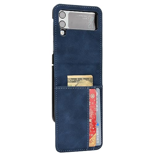 NVYRO Leather Fashion Phone Bag Case for Samsung Galaxy Z Flip 4 Flip4 Flip3 Flip 3 5G Card Holder Protective Cover,Blue,for Samsung Z Flip 3