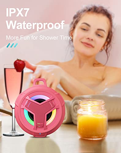 EBODA Bluetooth Shower Speaker, Waterproof Portable Wireless Speakers with Light, IP67 Floating, 2000mAh, Small Portable Speaker for Kayak, Beach, Pool Accessories, Gifts for Girls