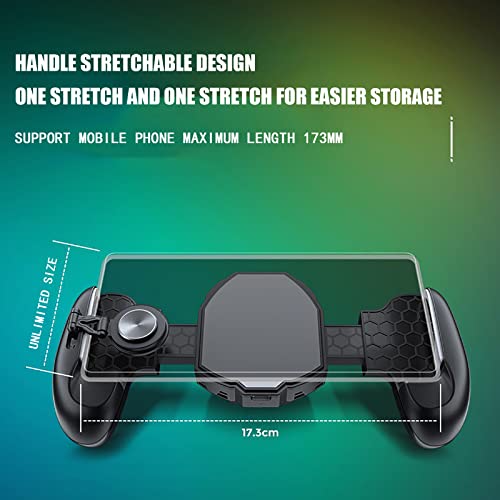Mobile Cooling Controller, Phone Gaming Grip with Cooling Fan and Mobile Phone Holder, Maximum Stretchable Length 17.3CM, for YouTube, Tiktok Live Streaming, Vlog, Mobile Gaming