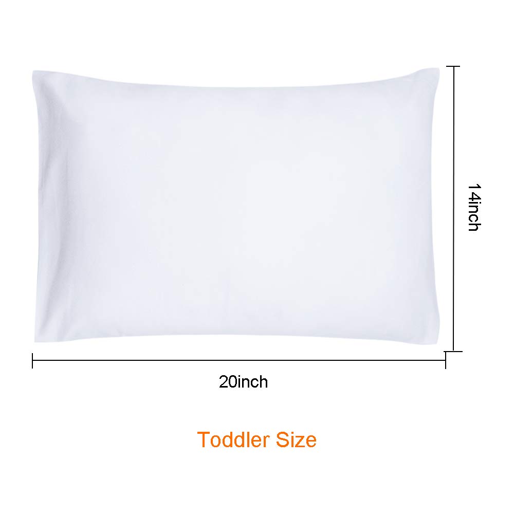 Brushed Microfiber Toddler Pillow Cases 14 x 20, Soft and Cozy Travel Pillowcase, Envelope Closure, White (Pack of 4)