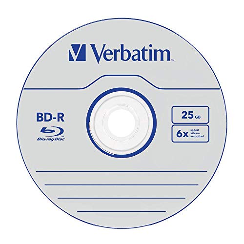 Verbatim BD-R Single Layer 6X Burning Speed Printable Surface Scratchguard Plus Pack of 5